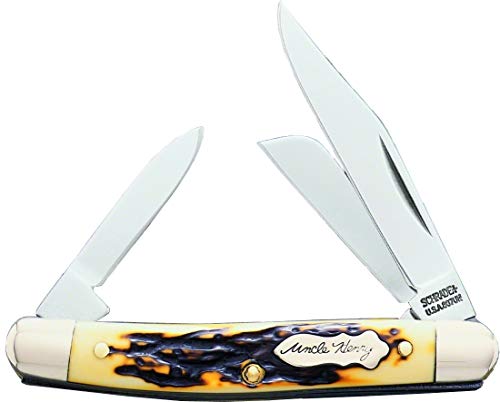Uncle Henry 807UH Junior Traditional Folding Pocket Knife with 3 High Carbon Stainless Steel Blades, Classic Staglon Handle, and Nickel Silver Bolsters for Hunting, Everyday Carry, Camping and Outdoor