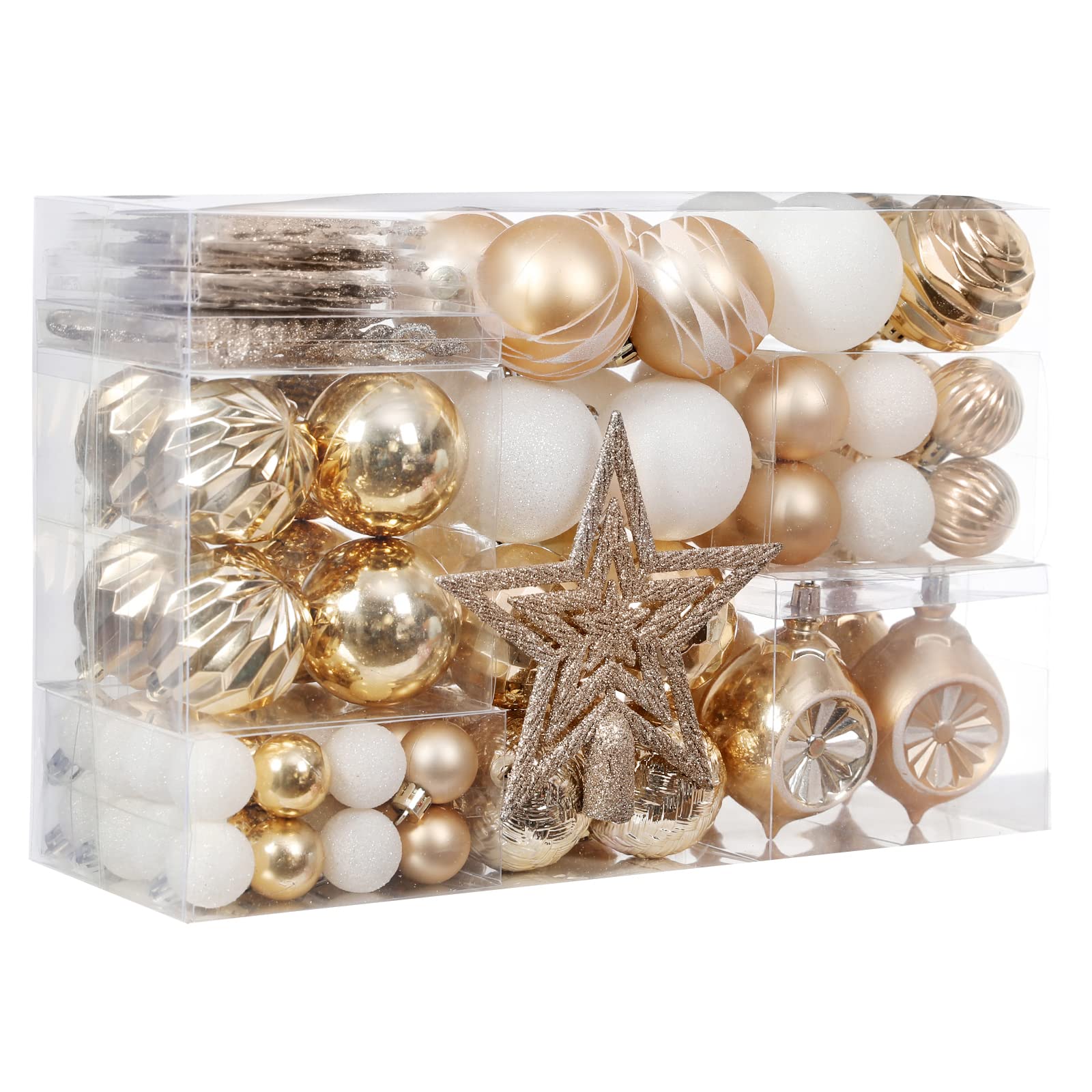 XmasExp 99-Pack Christmas Ball Ornaments Assorted Shatterproof Christmas Ball Set with Reusable Hand-held Gift Package for Xmas Tree Decoration (Baby Pink)