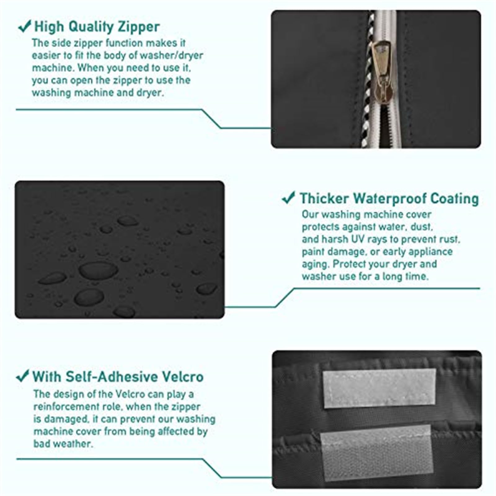 Washer/Dryer Cover,Washer and Dryer Covers,Washine Machine Cover for Waterproof and Dustproof Thickening Front-Loading Machine,Washer Cover Fit for Most Front-loading Washer(Black)