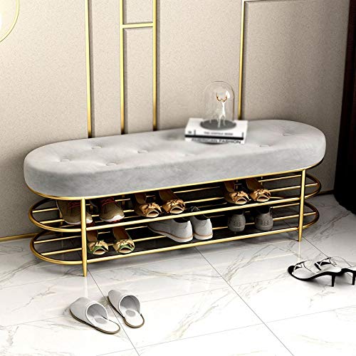 ZHYH Shoe Stool with 2 Layers Shoe Rack Shelf Sofa Cushion Entrance Door Shoe Cabinet Shoe Stool Storage Stool (Color : E)