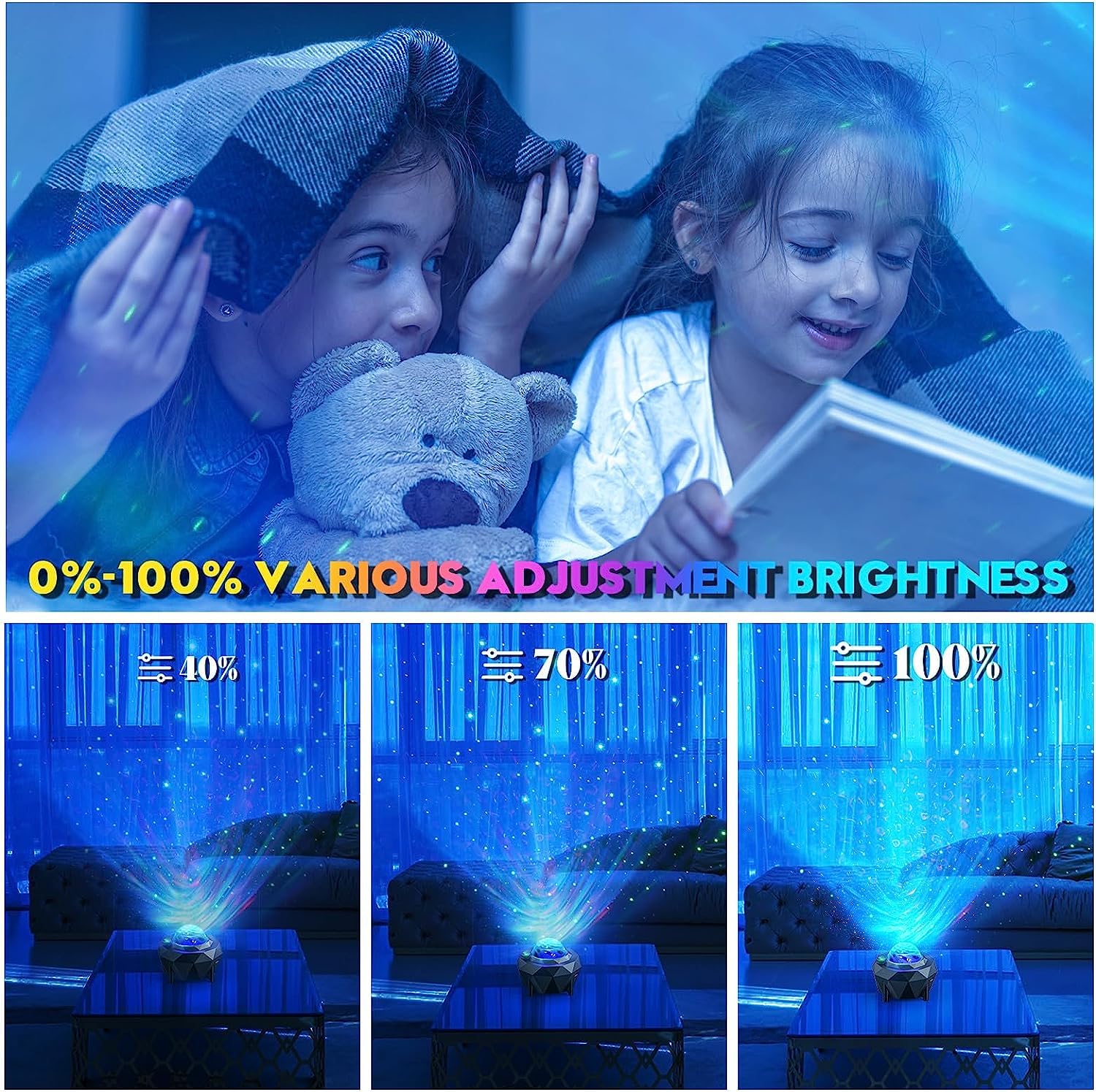 Star Projector, ZonQoonz Galaxy Projector with APP Remote Control, Bluetooth Music Speaker Aurora Night Light for Kids Adults Gaming Room, Home Theater, Birthday, Party-2 Pack, Black