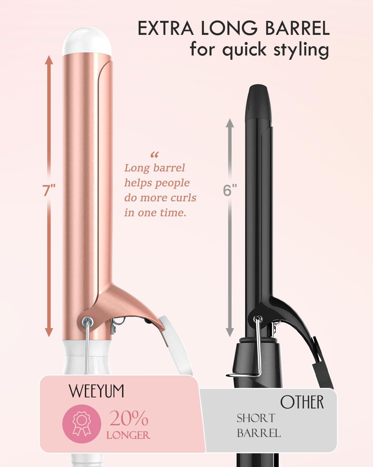 WEEYUM 1 1/4 Inch Curling Iron, Large Barrel Curling Wand for Hair, Ceramic Tourmaline Hair Curling Iron Double Voltage(100-240V)
