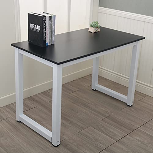 WFHTU 110cm Decent High Strength Wooden Computer Desk Computer Table Home Office Table Black Gaming Table Workstation Study Writing