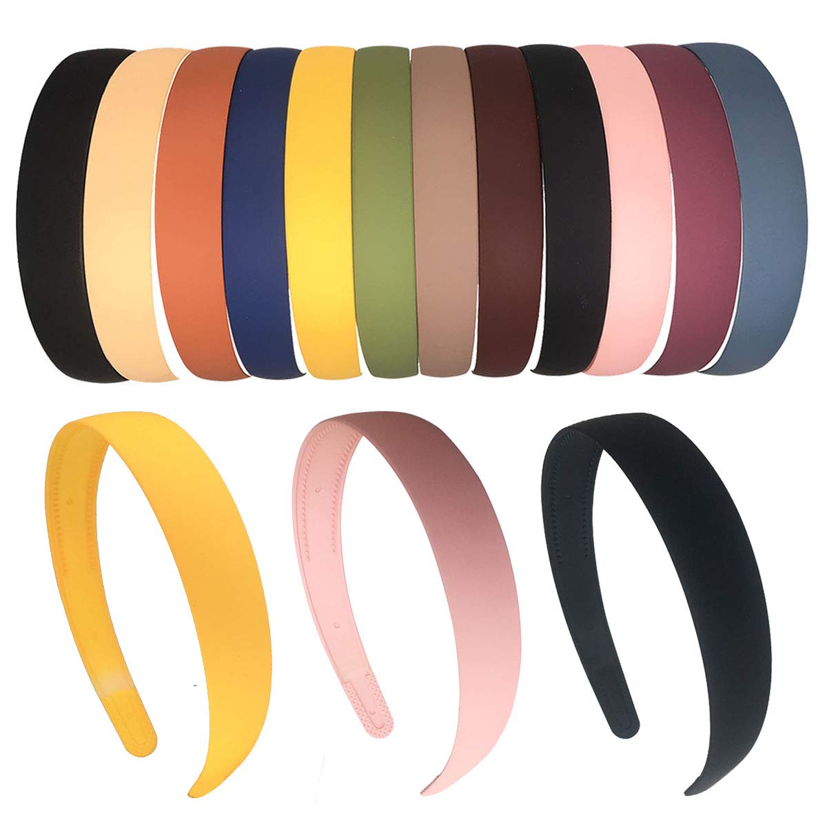 Yazon 25mm Plastic Headbands For Women Girls Simple Hard Headbands with Teeth Plain Winter Headbands For Kids Teens 12pcs