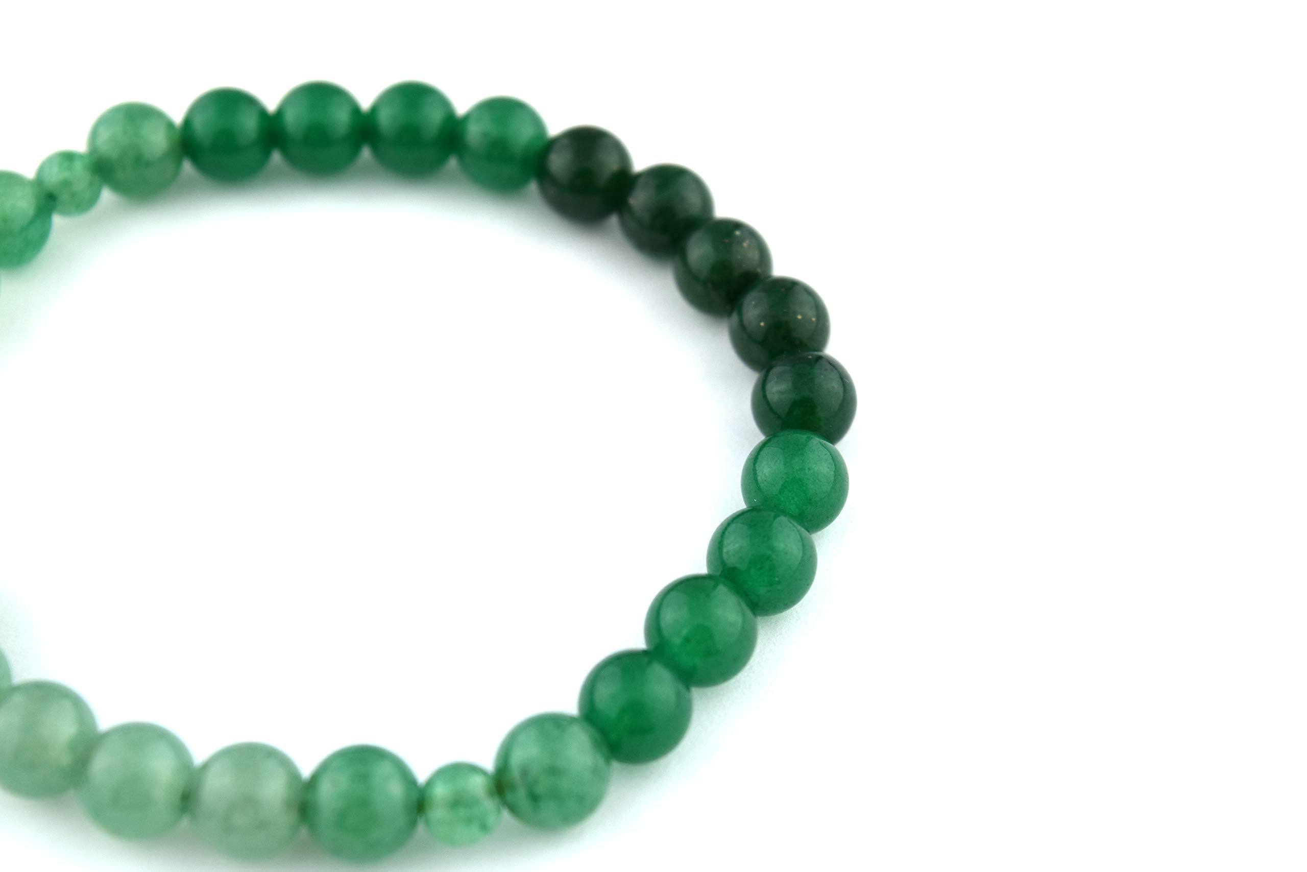 京都あさひ屋 Green Aventurine Quartz Indian Jade Gradation Stone Bracelet Women Men elastic bangle Kyoto mala beads (Rosary)