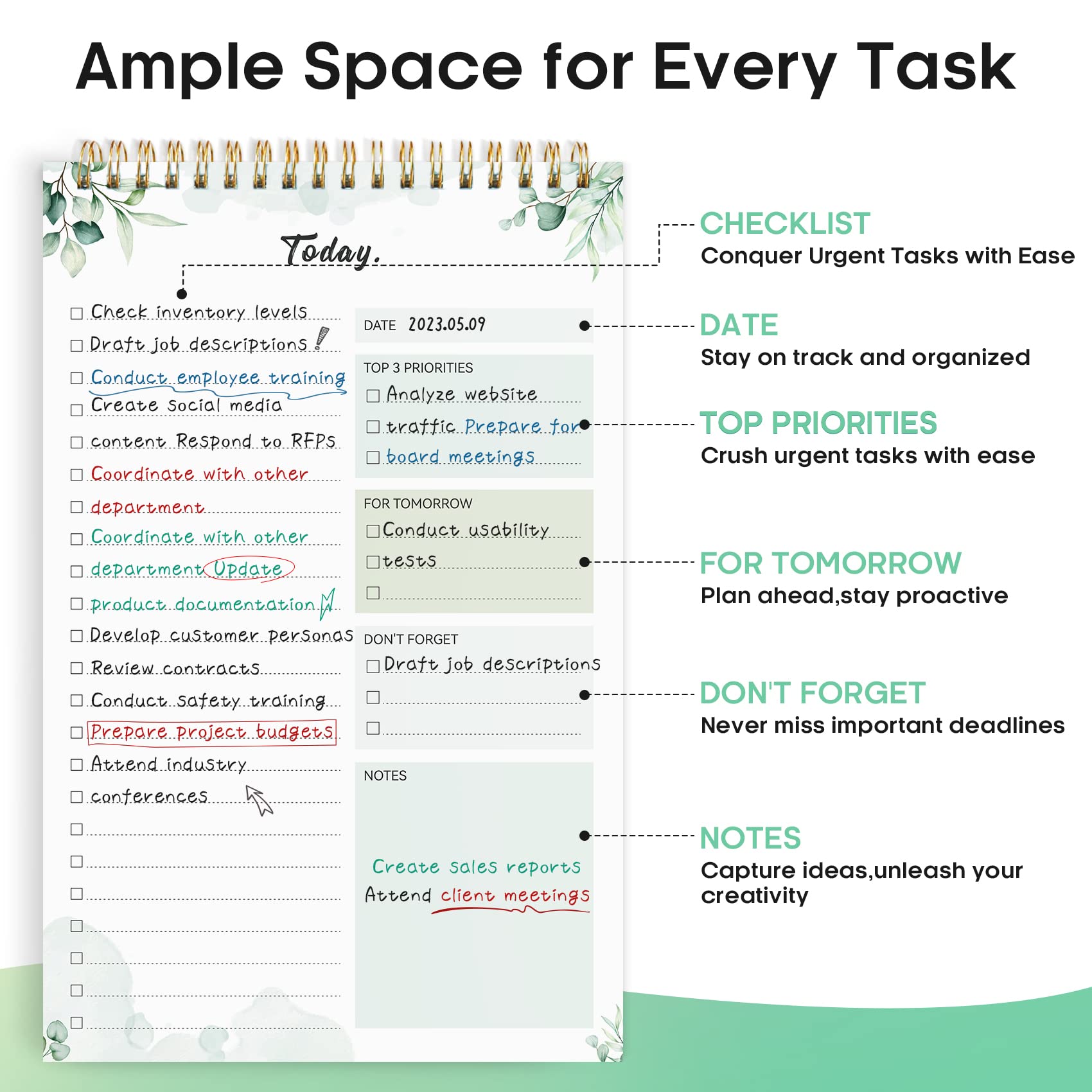 To Do List Pad - To Do List Notebook for Work with 52 Sheets, Undated Daily Planner Perfect for Daily Tasks and Goal Setting, To Do List Notepad Suitable for Office, Home and School-Nature