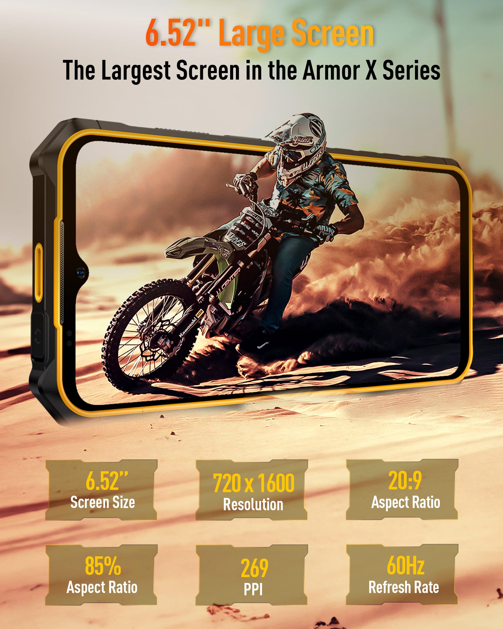 Ulefone Armor X13 Rugged Phones Unlocked, IP68/IP69K Waterproof Phone, MTk Helio G36 12GB+64GB, 50MP+24MP Night Vision Camera, 6.52" Display, 6320mAh, Android 13, NFC, Fingerprint ID, Black
