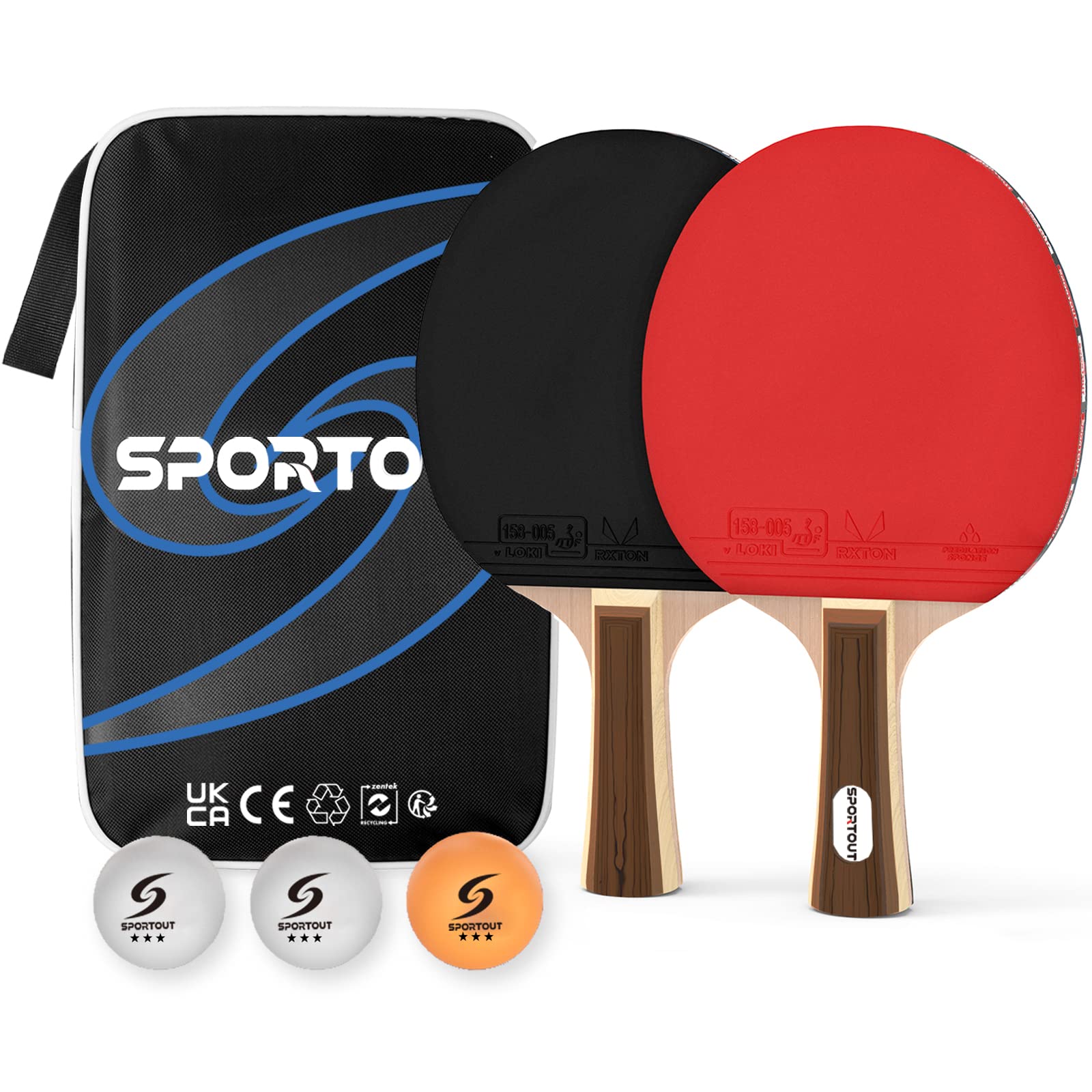 Sportout Ping Pong Paddles Set - Ping Pong Paddles and Balls, Retractable Ping Pong Net with Posts and Storage Case - Table Tennis Paddles, Table Tennis Rackets