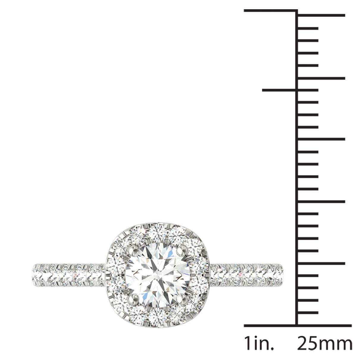 VAARYA 1.00 Ct. tw. EF/SI2-I1 AGS Certified 14K White Gold Natural Diamonds Halo Engagement Ring