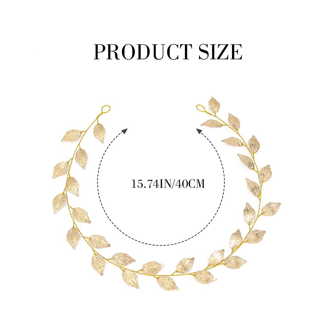 Yean Wedding Headband Gold Leaf Bridal Headpieces for Bridesmaid and Flowergirls (15.7 Inches) (Gold)