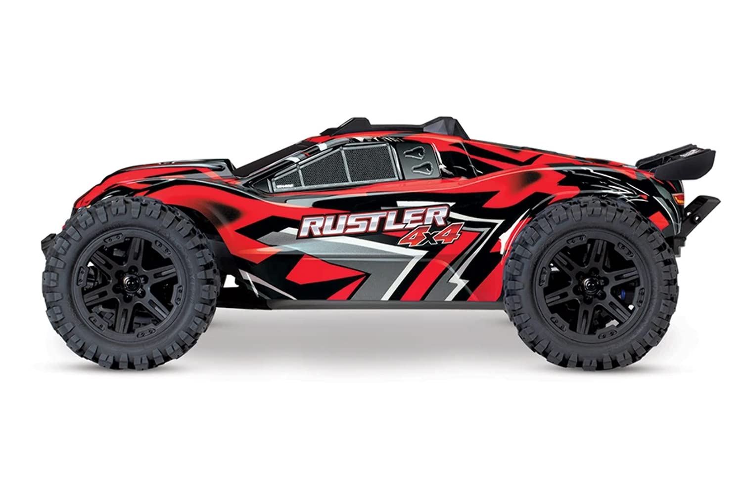 Traxxas 67064-1 Rustler 4x4 High Performance Stadium Truck with Remote Control, Battery, and Charger, 1/10 Scale, 4WD, Red
