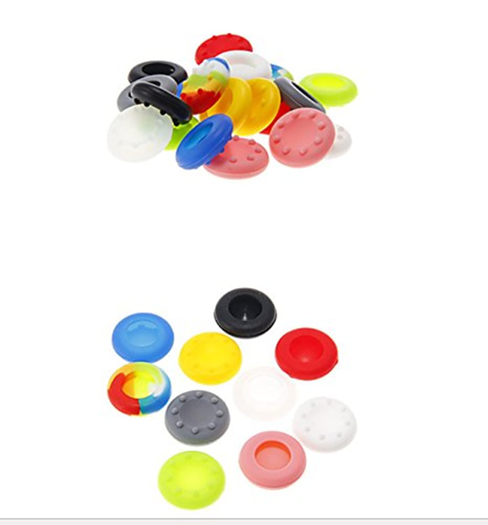 Zittop 24pcs Colorful Silicone Accessories Replacement Parts Thumb Grip Cap Cover Compatible with PS2, PS3, PS4, XBox 360, XBox One Controller
