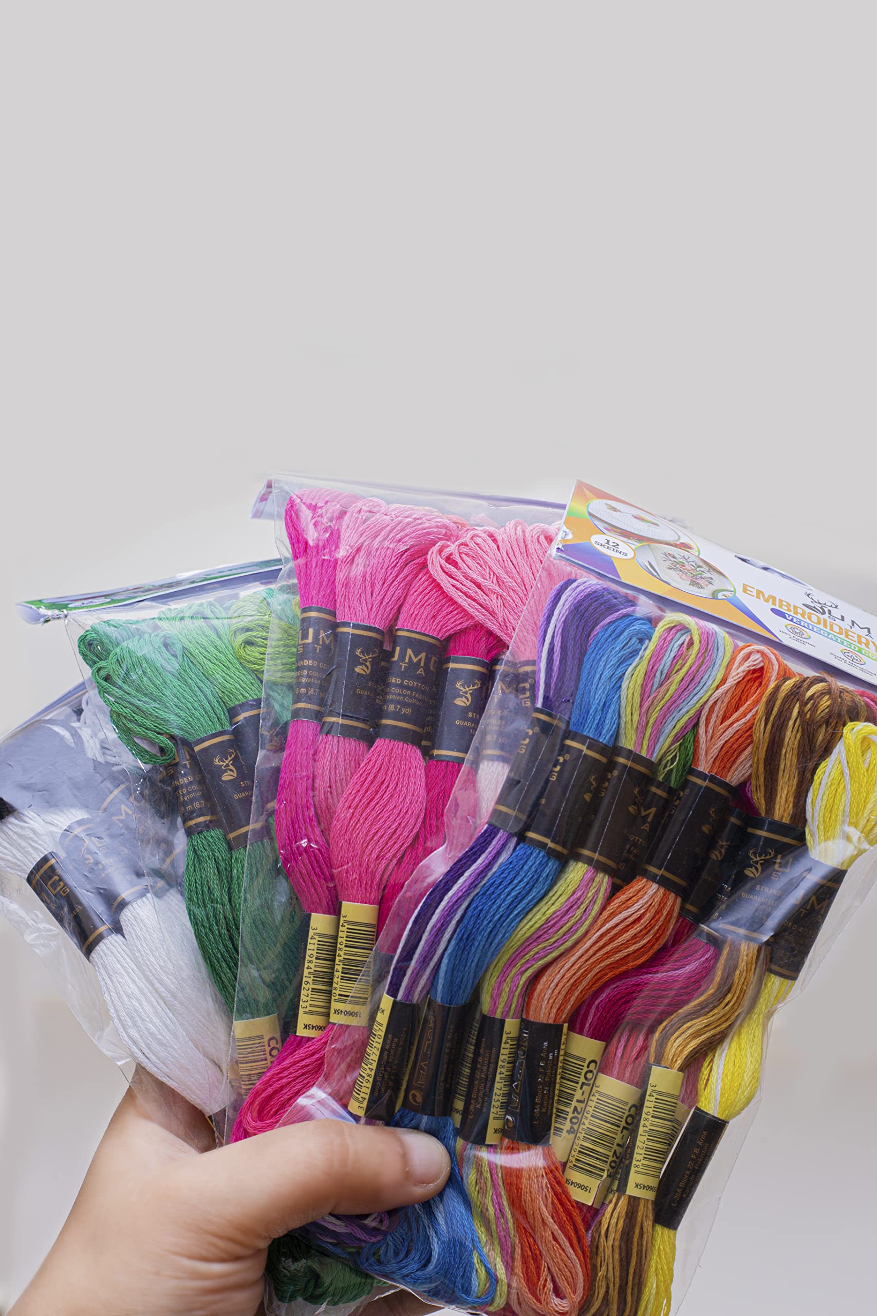 UMC STAG 12 Pieces | Premium Embroidery Thread | 100% Egyptian Cotton Premium Skeins | Cross Stitch Embroidery Floss | Oeko TEX Certified Stranded Cotton (Variegated Tones)