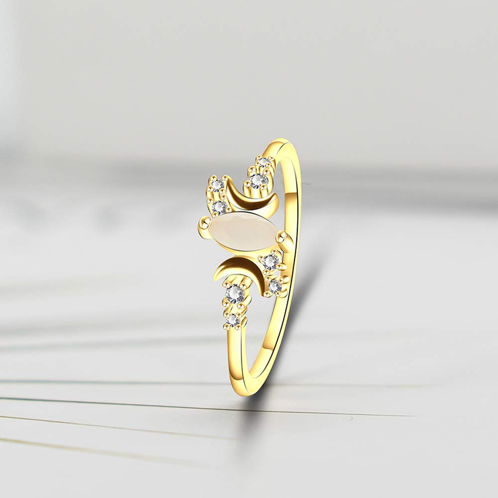 YAZILIND Statement Wedding Ring Gold Plated Half Moon Cubic Zirconia Engagement Jewelry Gift Size 9