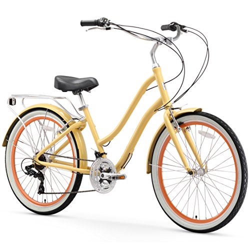 sixthreezero EVRYjourney Women's 1/3/7/21 Speed Step-Through Hybrid Cruiser Bicycle, 26"/24" Wheels, Multiple Colors