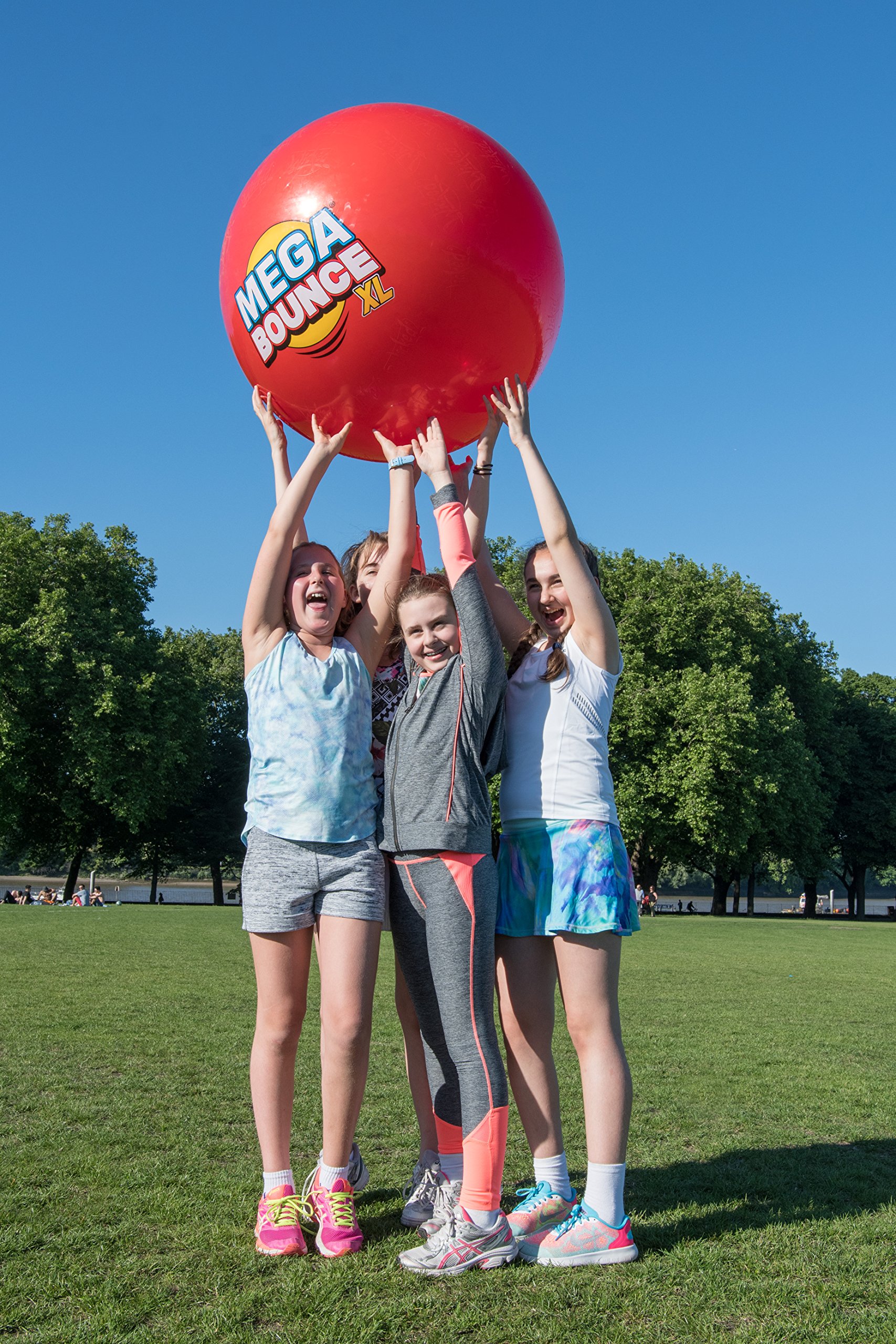 Wicked Mega Bounce XL - The World's Bounciest Inflatable Ball! Extra Large Bounce Ball for All Terrain Bounceability! Super Grip Graphics Outdoor Exercise Ball to Catch Easily. Blue or Red
