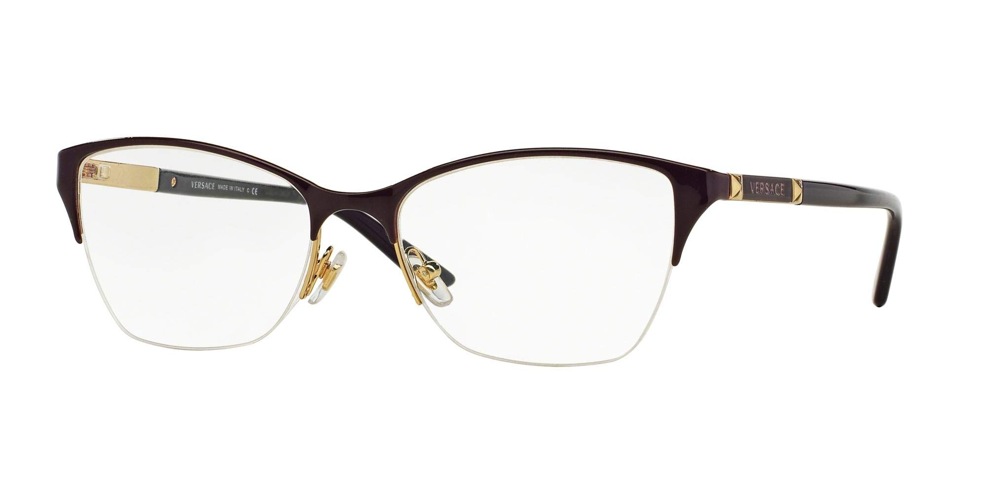 Versace VE 1218 1345 Violet Gold Metal Semi-Rimless Eyeglasses 53mm