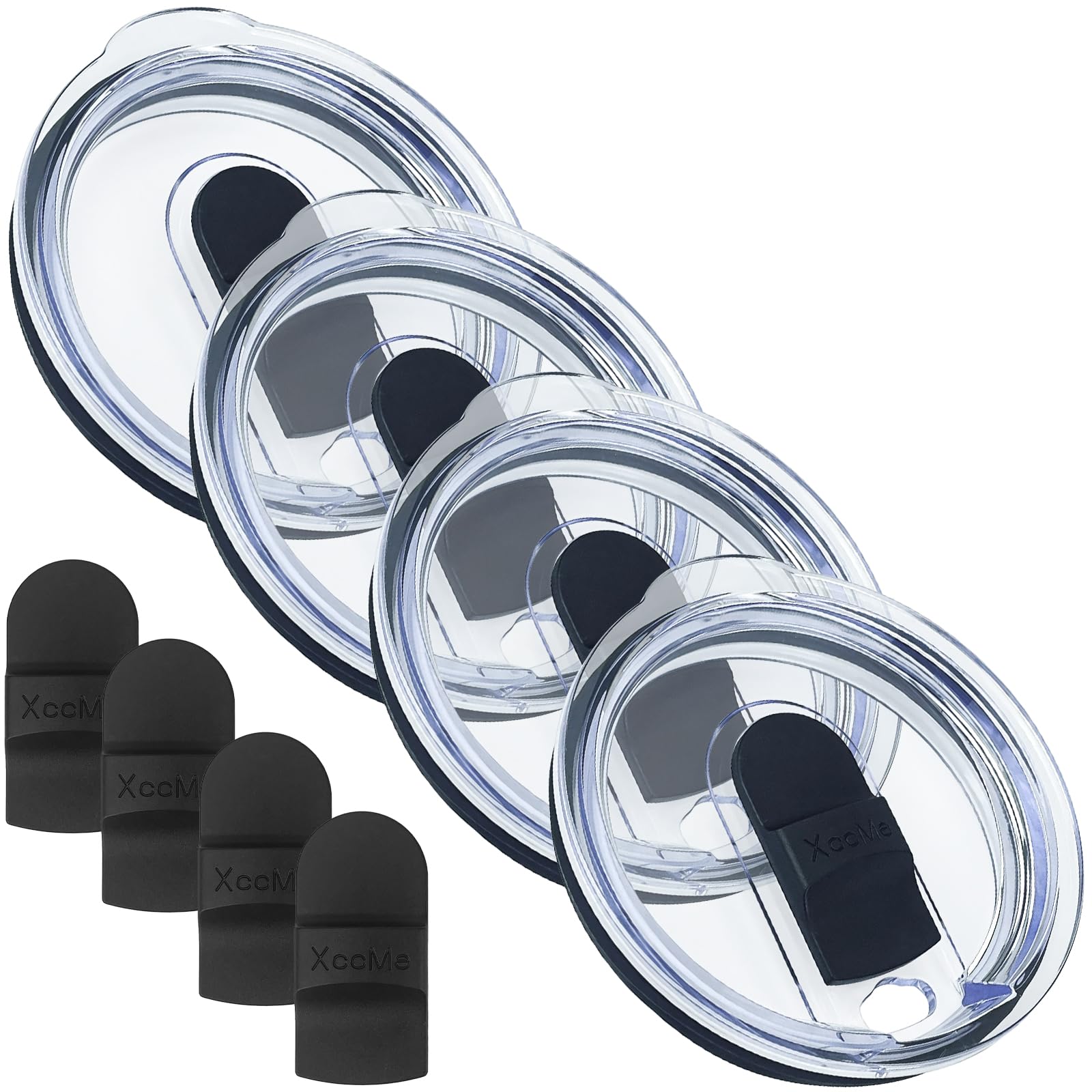 XccMe 4PACK Magnetic 20oz Tumbler Lids with 8 Magnetic Slider Replacement,Fits for YETI Rambler,Ozark Trail,Old Style Rtic,10oz Stackable and Lowball,Straw Friendly,Spill Proof,BPA Free