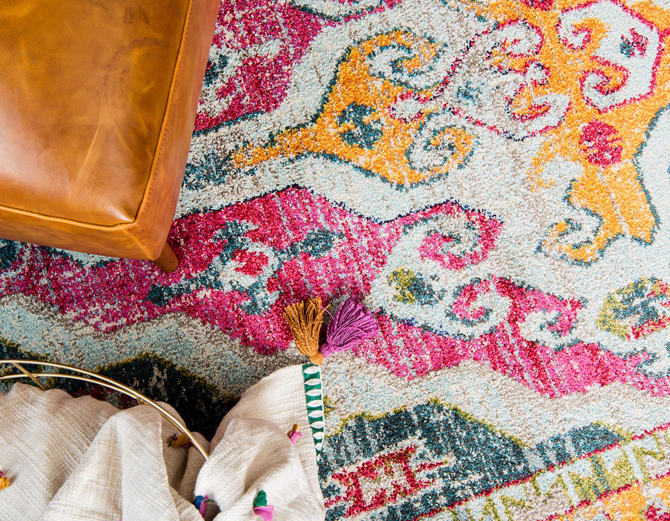 Unique Loom Vita Collection Saturated Bohemian Over-Dyed Traditional Center Medallion Area Rug, 4' 0" x 6' 0", Multi/Ivory