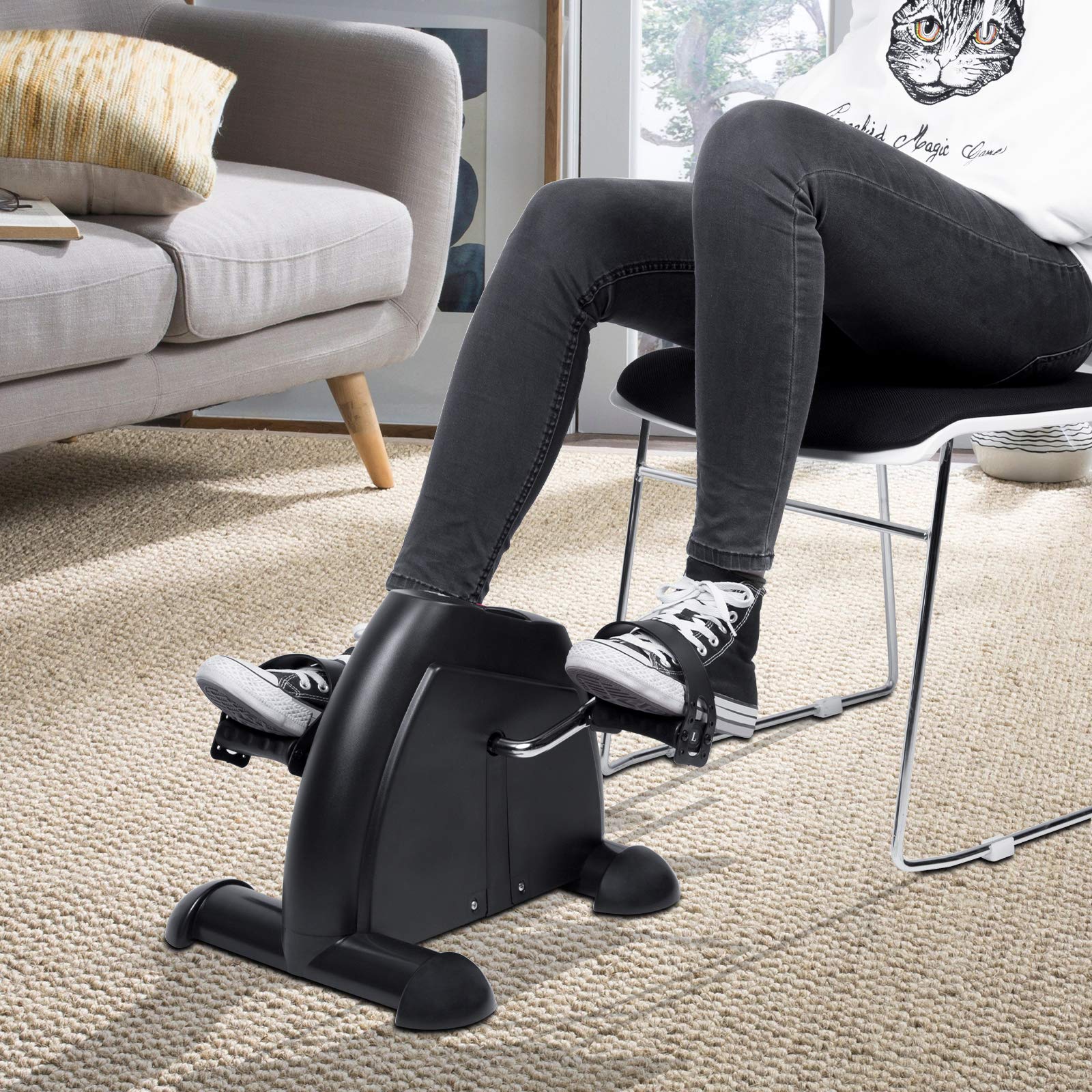 ZOGIN Mini Exercise Bike, Under Desk Pedal Exerciser Arm and Leg Exercise Cycle Bike with LCD Screen Displays (Black)