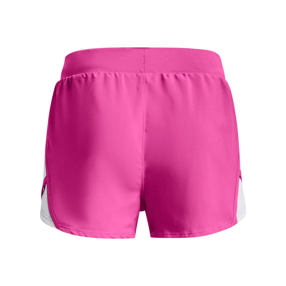Under Armour Girls' Fly by Shorts, (652) Rebel Pink/Rebel Pink/White, Medium