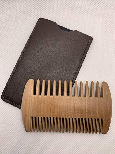 Wooden Beard Combs with Case,Dual Action Fine & Coarse Teeth for Hair and Men's Beard,Handmade Natural Wooden Comb by Alottery
