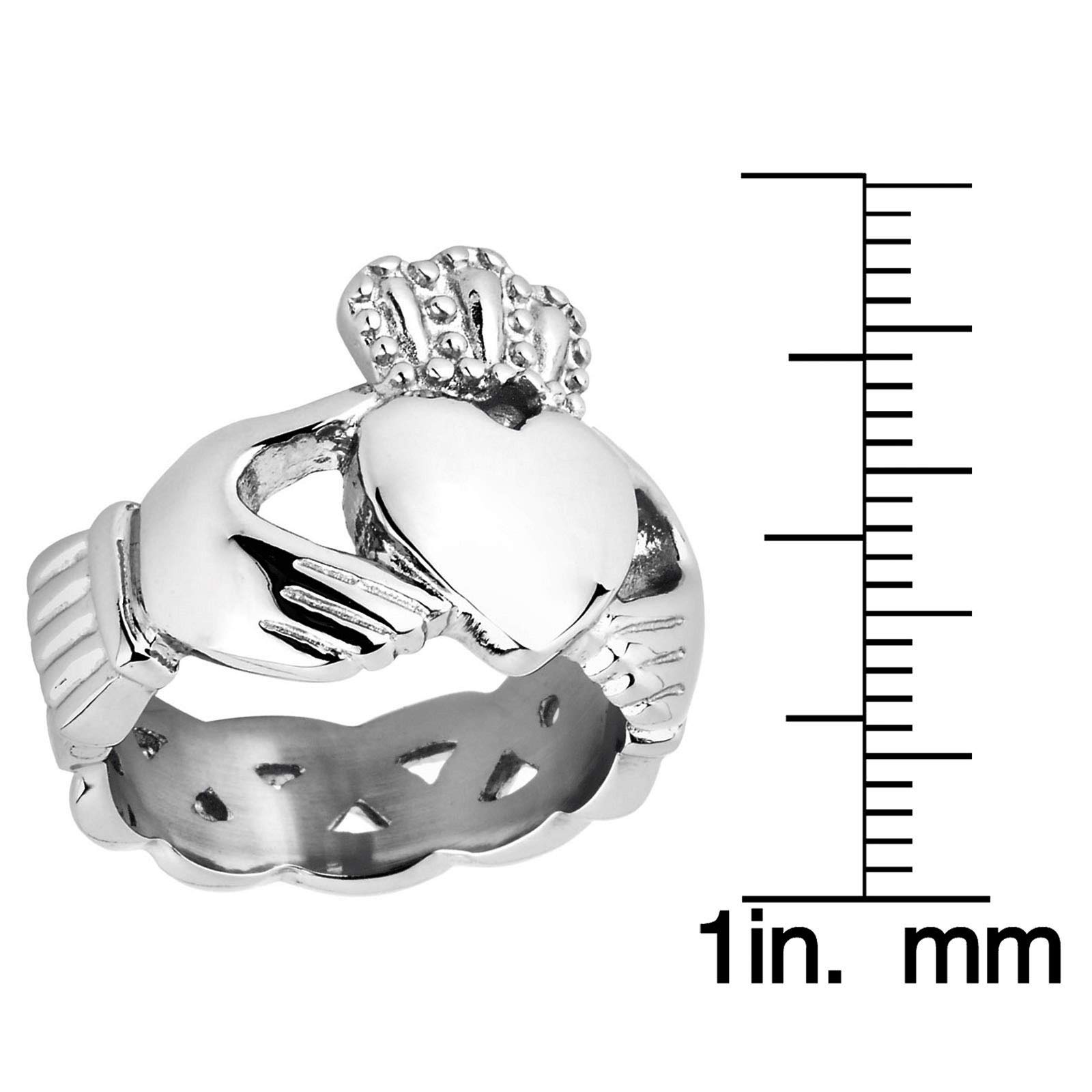 West Coast Jewelry Men's Stainless Steel Irish Claddagh with Celtic Knot Eternity Design Ring - Size 6.0