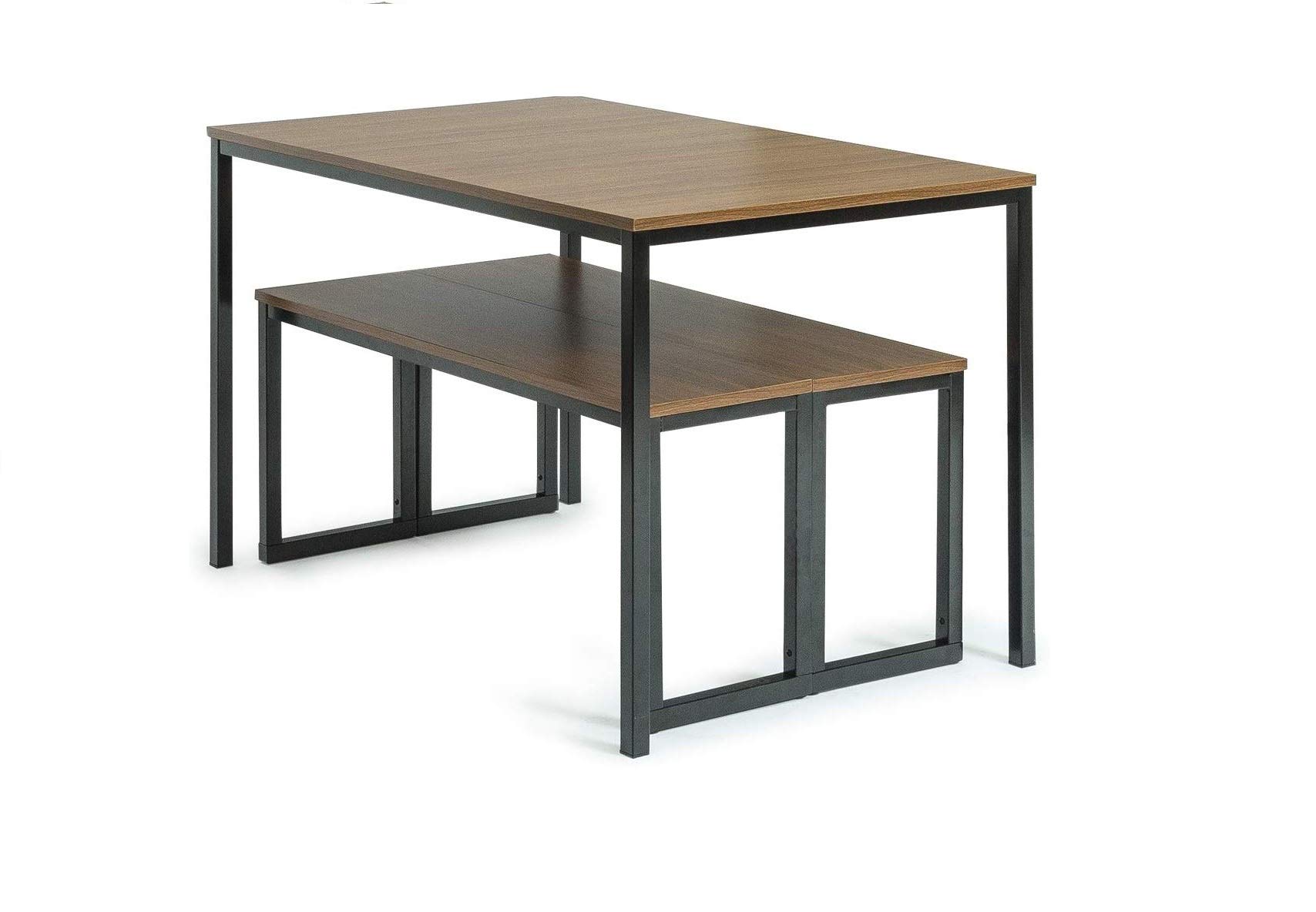 Zinus Louis Modern Studio Collection Soho Dining Table with Two Benches (3 piece set) - Brown, 52.72 x 4.64 x 36.69 Inches