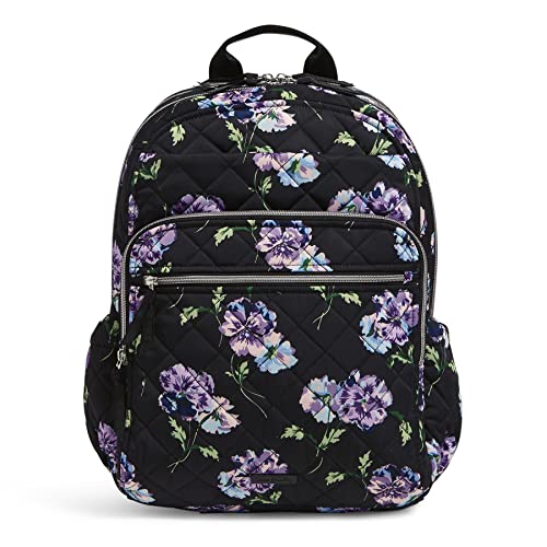 Vera Bradley Women's Performance Twill XL Campus Backpack, Floating Plum Pansies, One Size