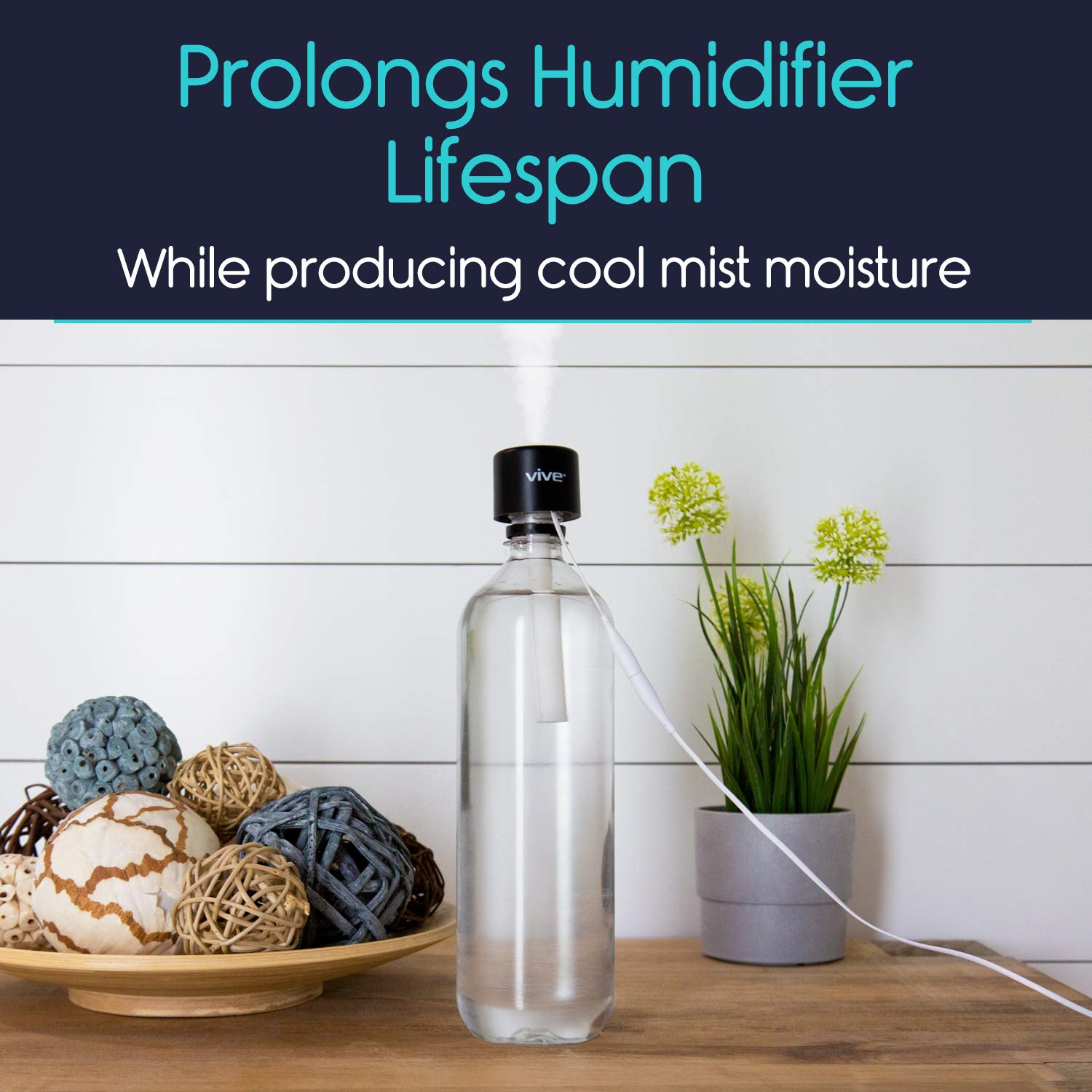 Vive Mini Humidifier Filter Replacements (8 Pack) - 90 Days Per Stick - For Travel, Car, Baby Bedroom, Office - Portable Clean Personal Cooling Air - Cotton Fiber Wicks