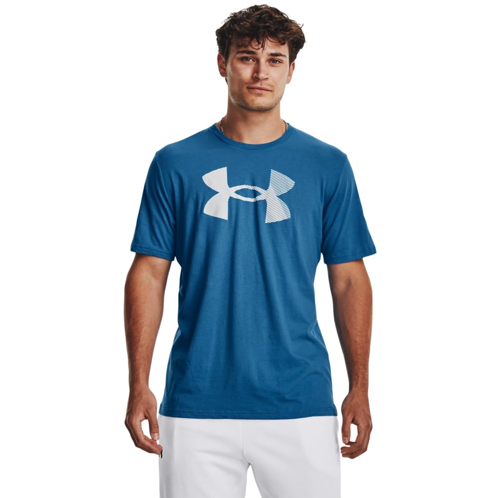 Under Armour Mens Big Logo Short Sleeve T Shirt, (466) Cosmic Blue/Mod Gray/White, Large