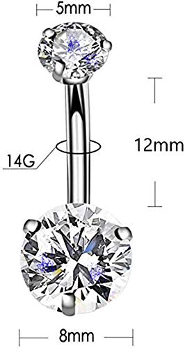 Yeelong 12mm Belly Button Rings Surgical Steel Belly Rings Diamond Belly Piercing Navel Rings for Women
