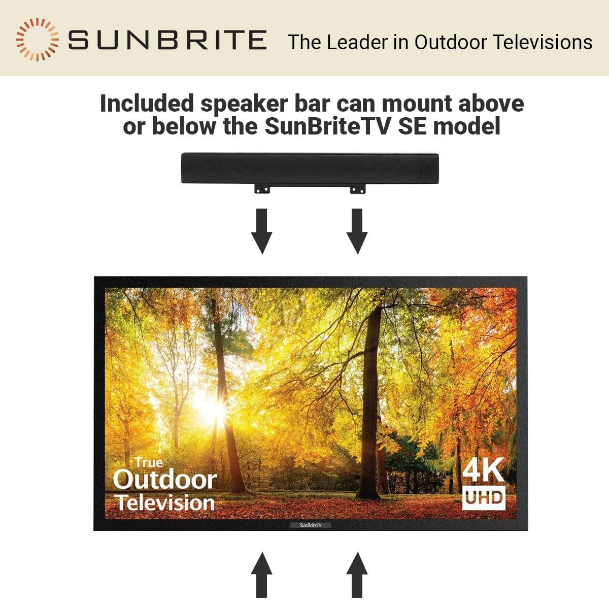 SunBrite SE 43-inch Partial Sun Outdoor TV | 4K Ultra HD LED Weatherproof Television - includes Speaker bar (SB-SE-43-4K-BL)