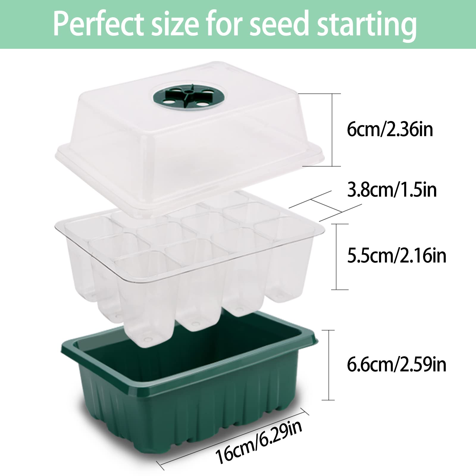 Uofrmi 20 Packs Seed Starter Tray with Humidity Dome (240 Cells Total Tray) Seed Starter Trays Plant Starter Kit and Base Mini Greenhouse Germination Kit for Seeds Growing Starting