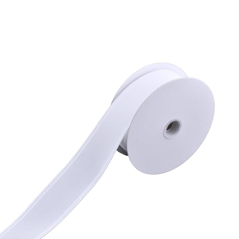 White Christmas Velvet Wired Edge Ribbon, 1-1/2-Inch, 10-Yard Buy from Tchoice