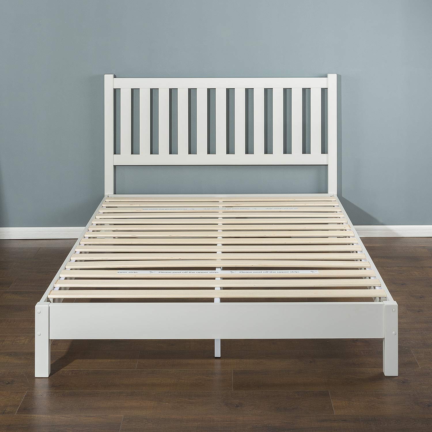 ZINUS Wen Wood Deluxe Platform Bed Frame with Headboard, Solid Wood Foundation, Wood Slat Support, No Box Spring Needed, Easy Assembly, Full