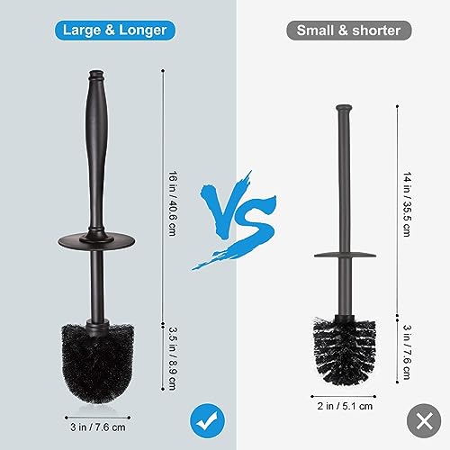Toilet Bowl Brush Holder Set: 2 Pack Modern Deep Cleaning Bathroom Toilet Scrubber with Caddy for Rv - Rim Decorative Accessories Cleaner Brushes for Toilet - Black