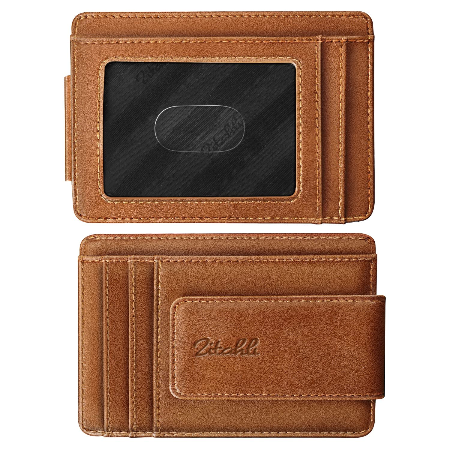 Zitahli Wallet Men-Magnetic Money Clip-Slim and Minimalist Card Case-ID Window Front Pocket Wallet Gift Boxing Black
