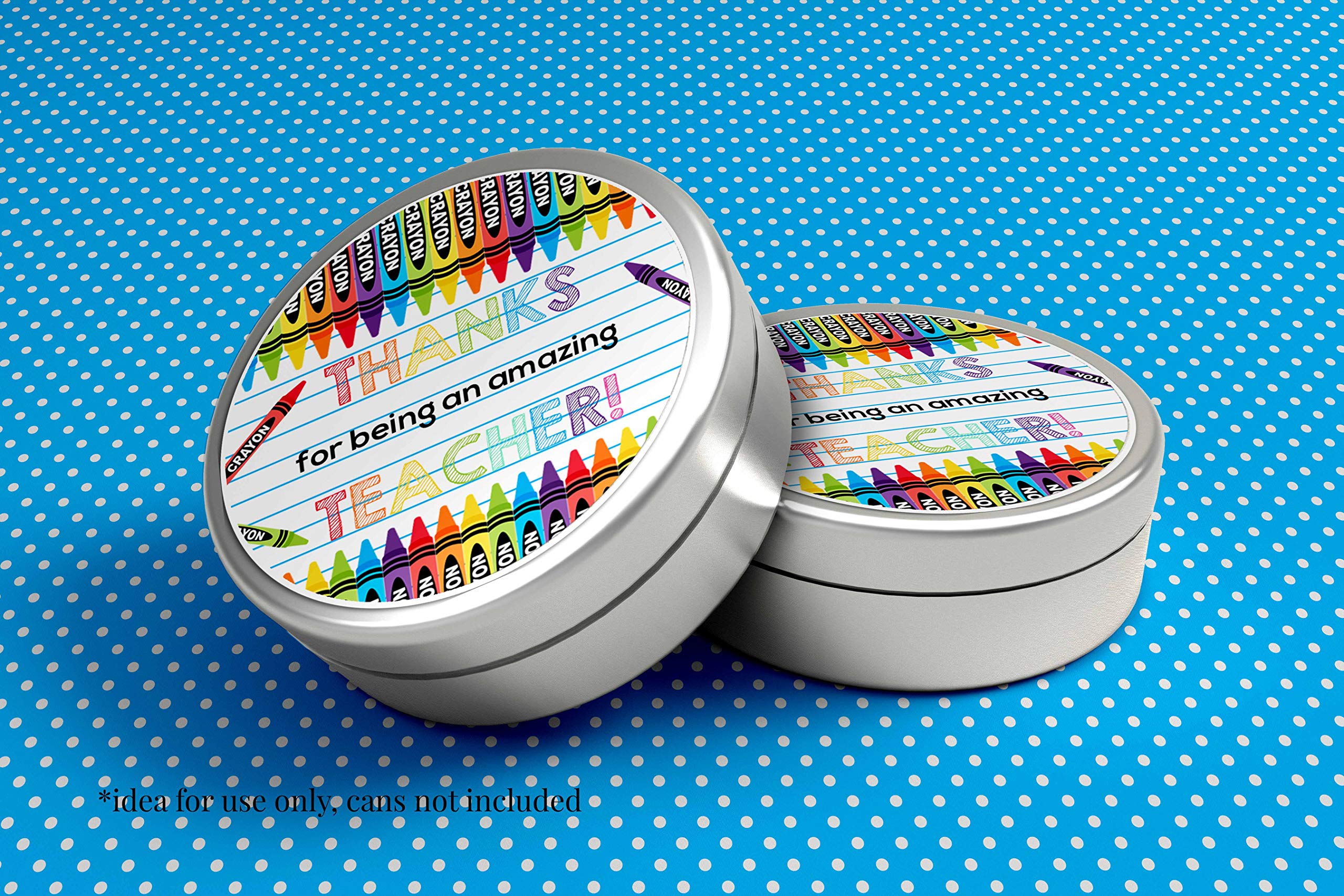 You’re Amazing Crayon Themed Teacher Appreciation Thank You Sticker Labels, 40 2" Party Circle Stickers by AmandaCreation, Great for Envelope Seals & Gift Bags