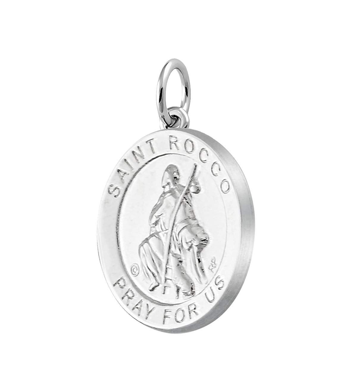 US Jewels Ladies 925 Sterling Silver Saint Rocco Medal Pendant, 18.5mm