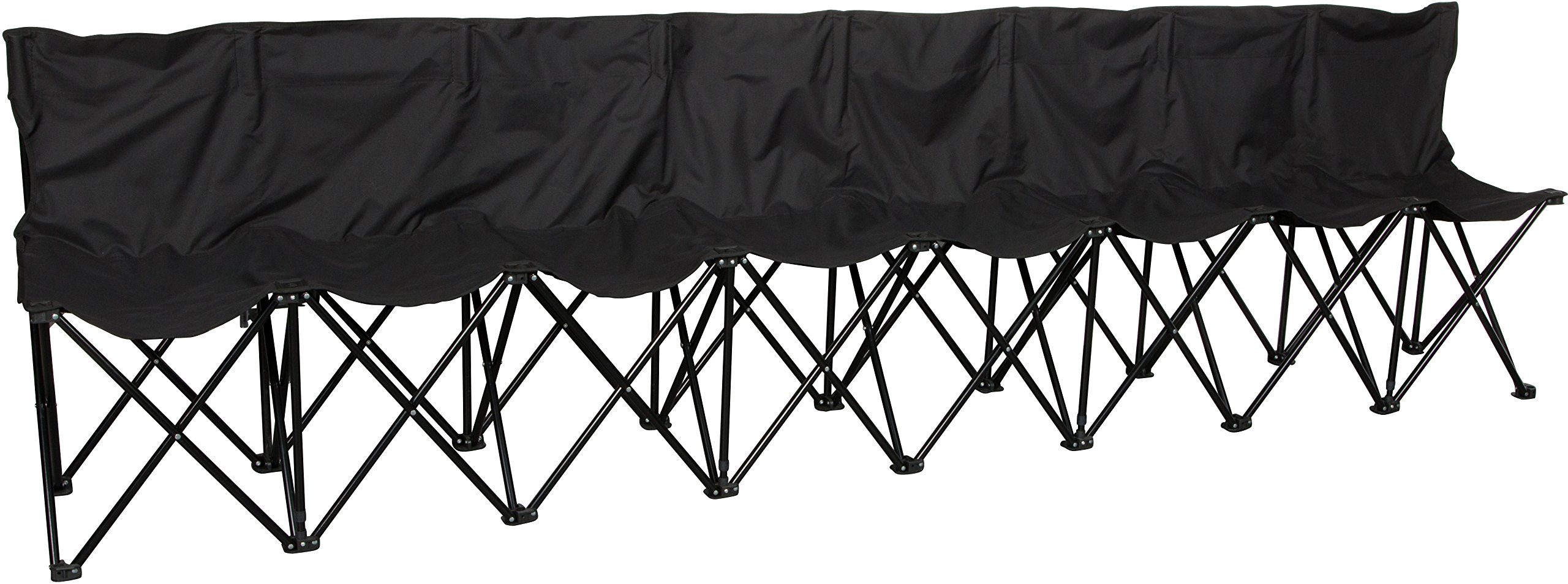 Trademark Innovations Portable 8-Seater Folding Team Sideline Back Sport Bench, Black