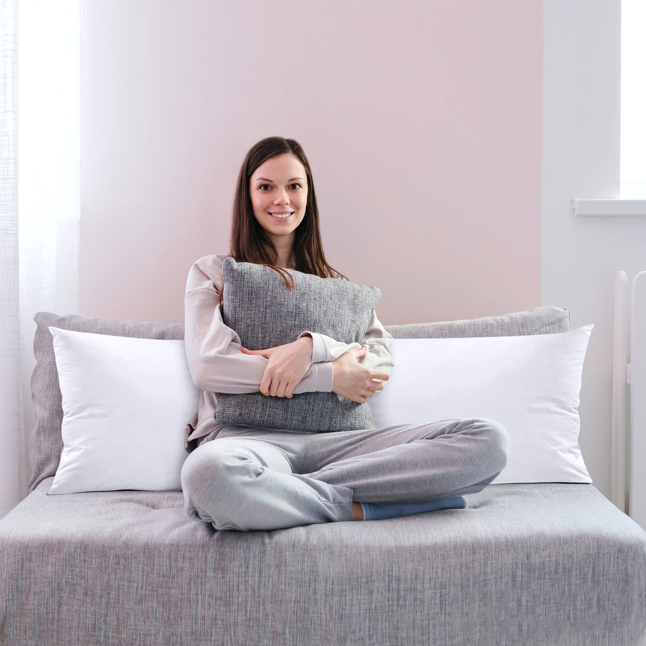 Utopia Bedding Full Body Pillow for Adults (Pack of 6, White), 20 x 54 Inch Long Pillow for Sleeping, Large Pillow Insert for Side Sleepers