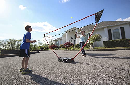 Zume Games Portable Badminton Set with Freestanding Base β Sets Up on Any Surface in Seconds β No Tools or Stakes Required,Red/Black/Green,1,OD0006W