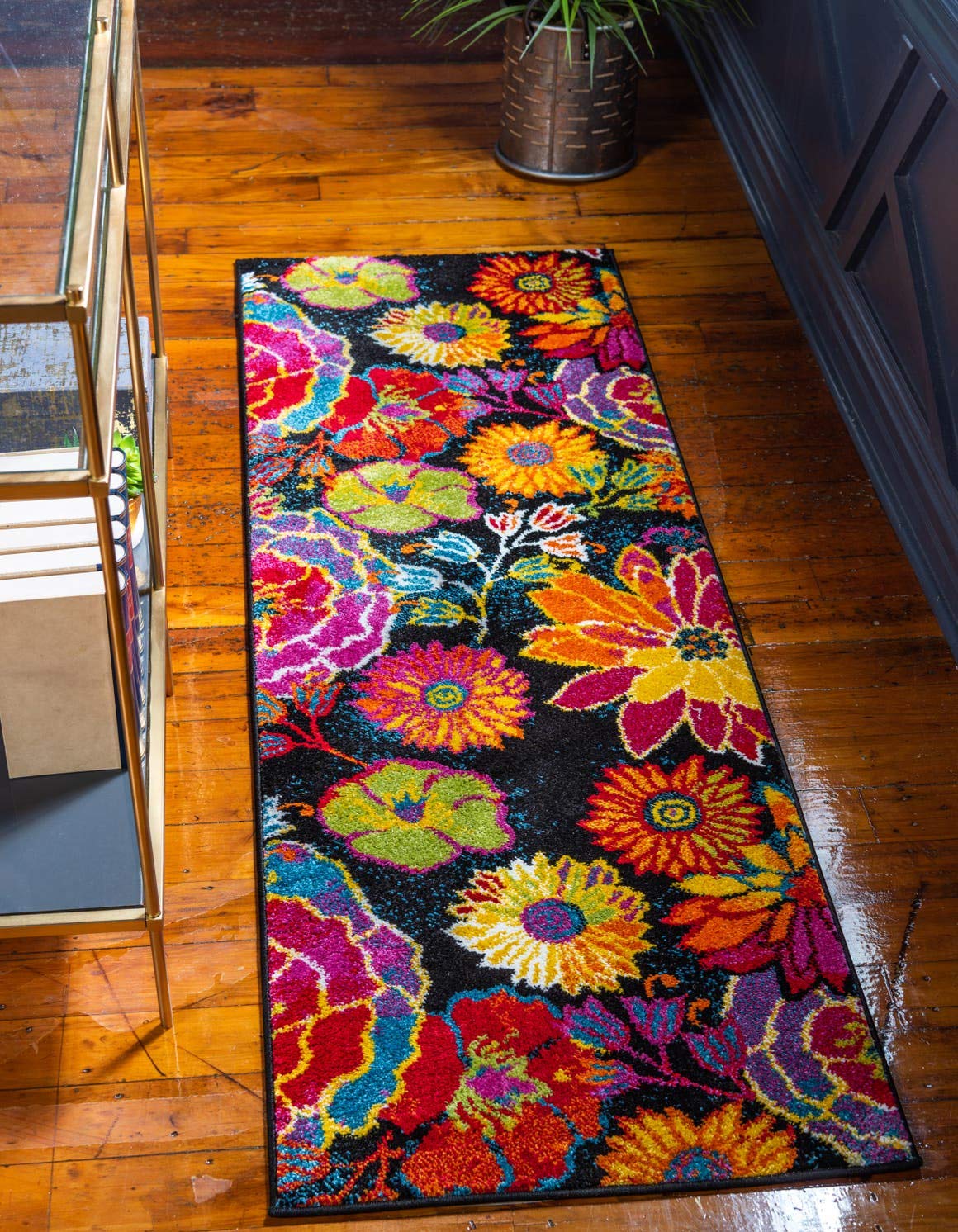 Unique Loom Lyon Collection Area Rug - Kennedy (2' 7" x 10' Runner, Black/ Green)