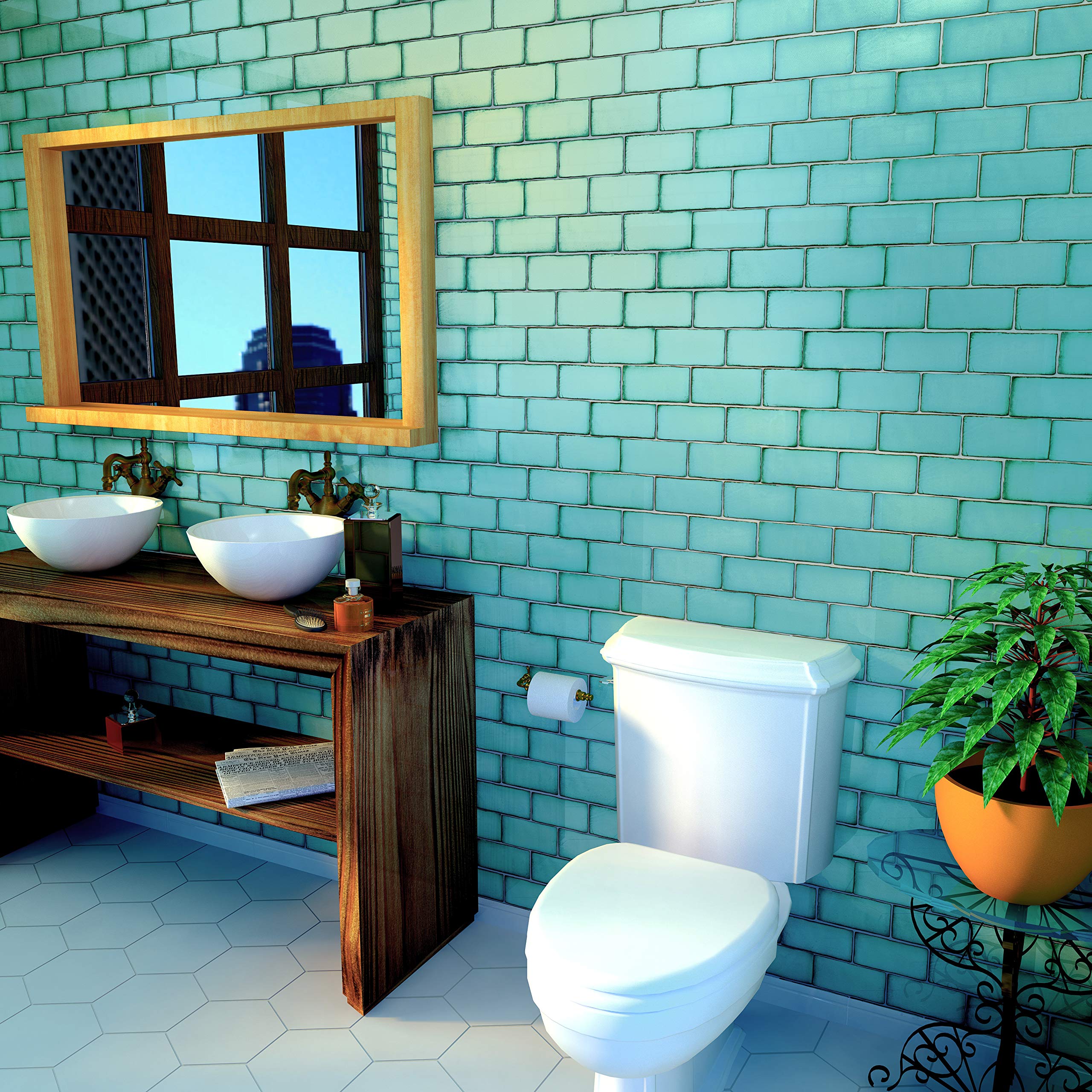 SomerTile WCVASL Antigue Special Lava Verde Ceramic Wall Tile, 3" x 6", Green/Brown