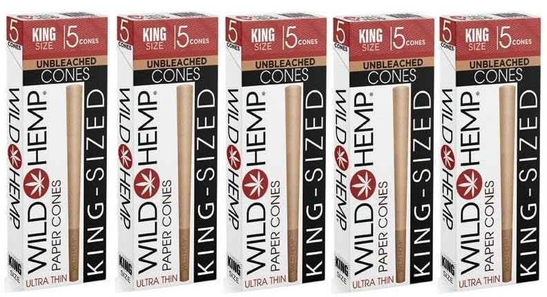 Wild Hemp Classic Ultra Thin Pre Rolled Paper Cones King Size - 25 Count | Organic, Chemical-Free Rolling Papers for a Slow Burn and Smooth Experience - Convenient and Precise for Rolling… (5 Pack - 25 Cones)