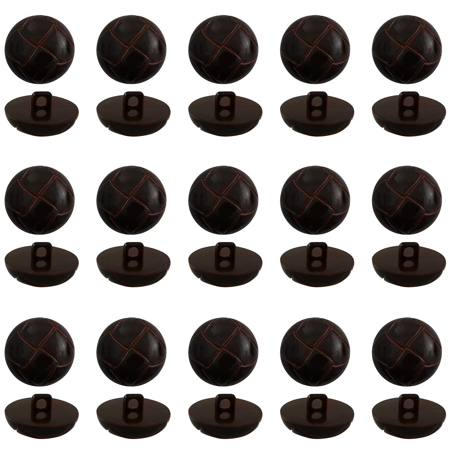 XGNG 50PCS Brown Football Pattern Imitation Leather Style Plastic Shank Buttons Craft Plastic Buttons Round Black Plastic Imitation Leather Buttons Set for DIY Sewing Embellishment Sport Coat