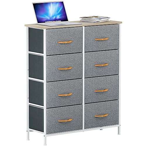 YITAHOME Dresser with 8 Drawers - Fabric Storage Tower, Organizer Unit for Bedroom, Living Room, Hallway, Closets & Nursery - Sturdy Steel Frame, Wooden Top & Easy Pull Fabric Bins (Coffee)
