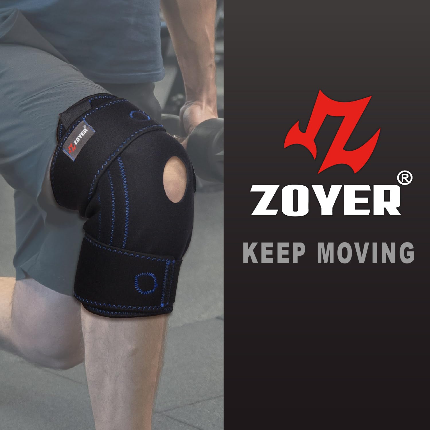 ZOYER Knee Brace for Women and Men, Adjustable Knee Support Brace with Removable Side Stabilizers and Patella Gel Pad, Strong Stability for Joint Pain Relief, Arthritis, Meniscus Tear, ACL, MCL, PCL