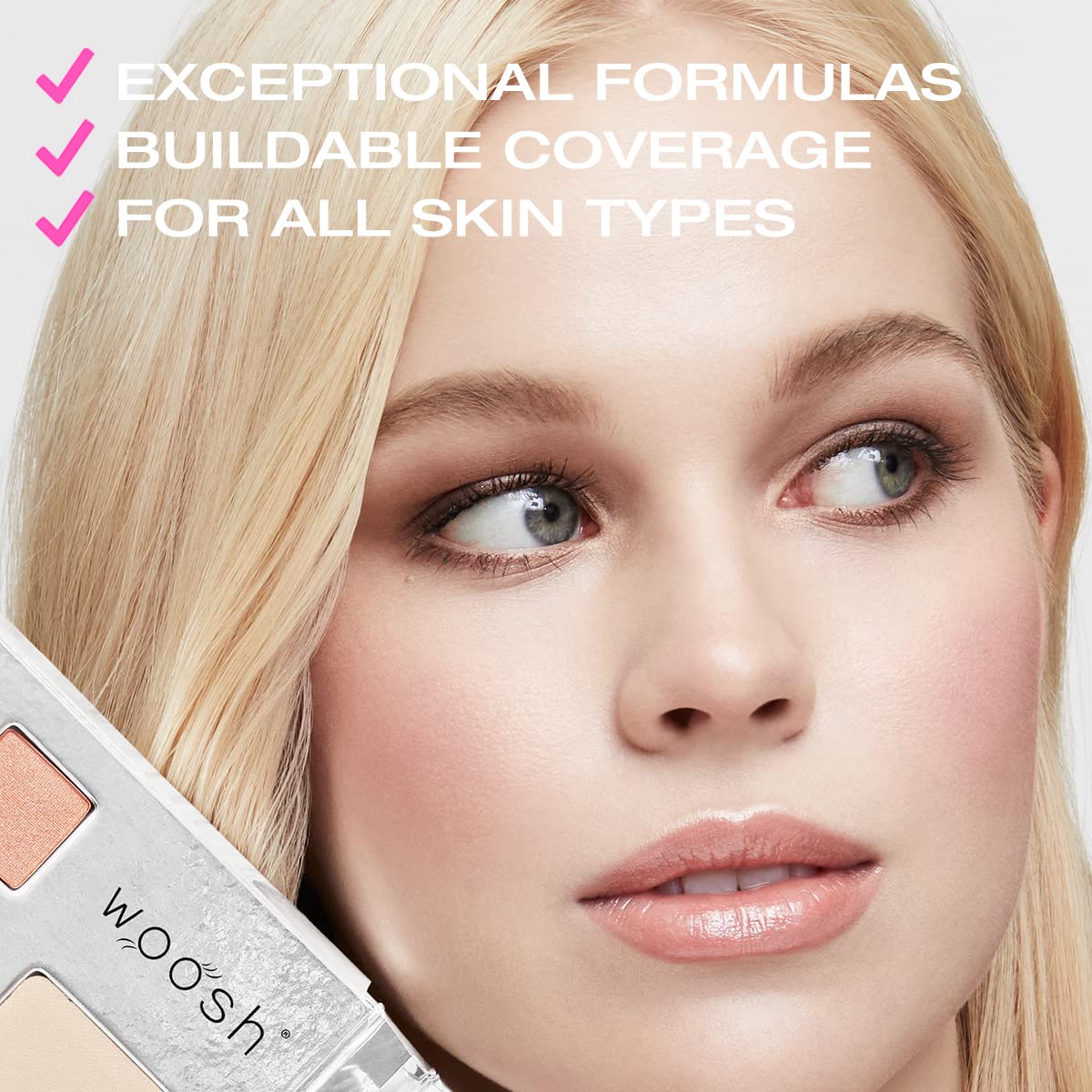 Woosh Beauty, Fold Out Face Original Makeup Palette, Travel, All in One, Neutral Cream & Powder (#2 Medium Light)